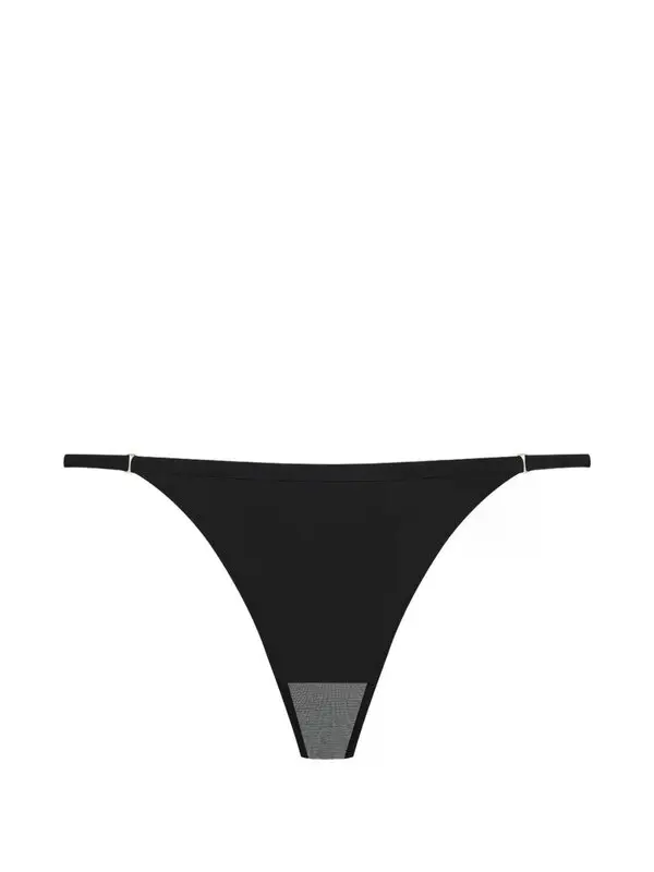 SCANDALE Nuit Fauve Mesh-panelled Thong - Black
