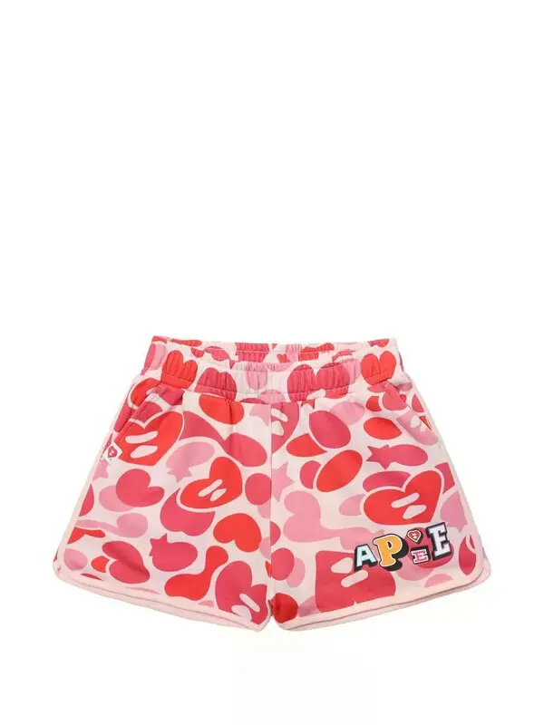 AAPE BY *A BATHING APE Camouflage-print Logo-patch Shorts - Pink