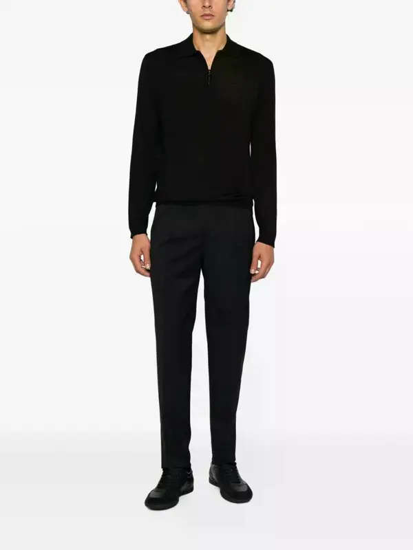 Emporio Armani Quarter-zip Polo-collar Polo Shirt - Black
