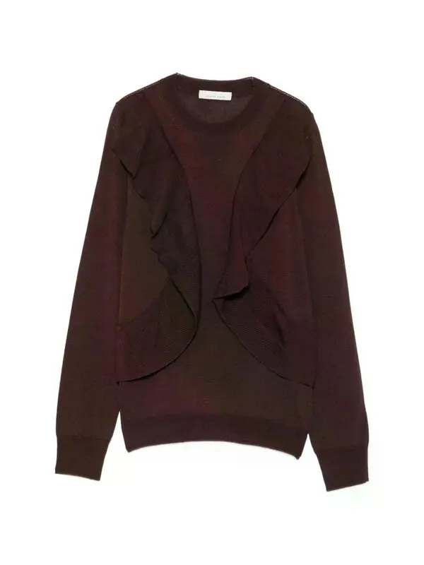 Liviana Conti Ruffled Long-sleeve Sweater - Brown