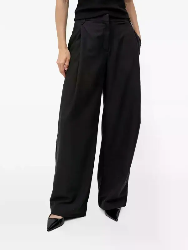 Hugo Chain-link Pleated Palazzo Pants - Black