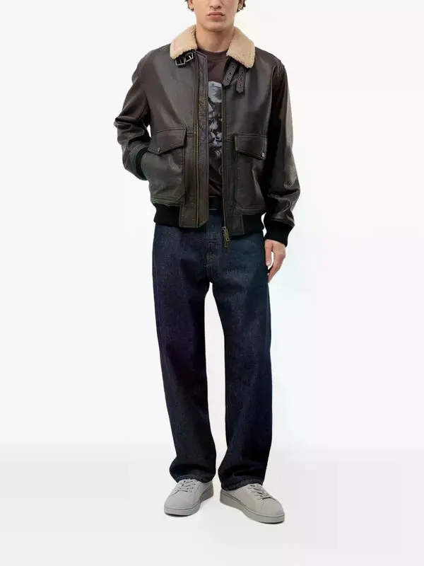 Hugo Shearling-collar Leather Jacket