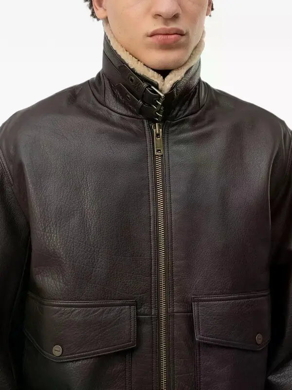 Hugo Shearling-collar Leather Jacket