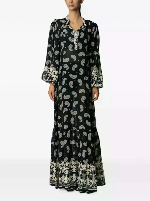 MIAU BY CLARA ROTESCU Paisley-print Maxi Dress - Black
