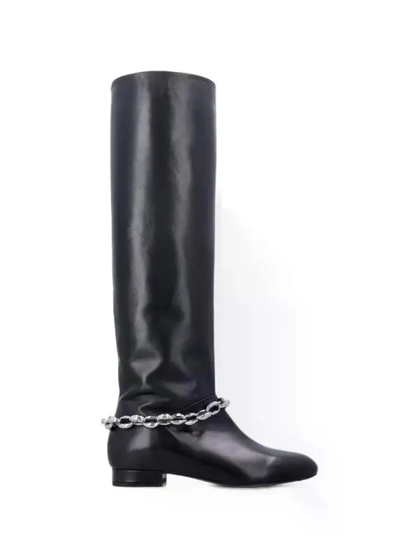 By Far Felix Chain-embellished Leather Knee-high Boots