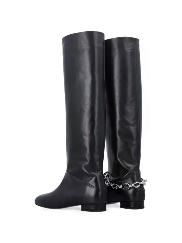 By Far Felix Chain-embellished Leather Knee-high Boots