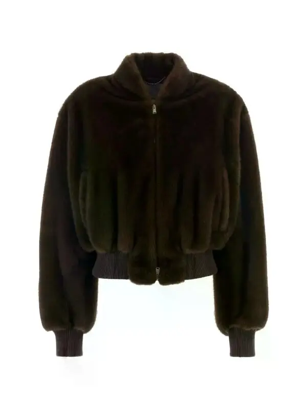 Stella McCartney Bomber Jacket With Mink Fur Effect - Brown