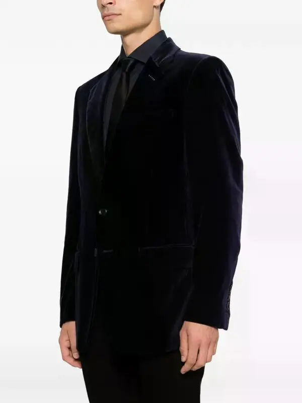 TOM FORD Velvet Single-breasted Blazer - Blue