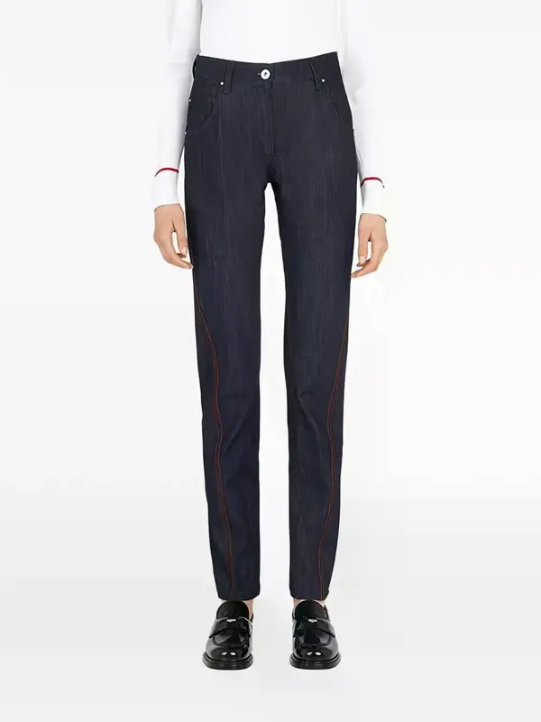 FERRAGAMO Contrast-stitch Five-pocket Jeans - Blue