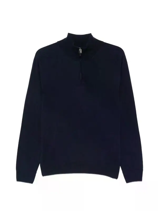 Canali Quarter-zip Knitted Sweater - Blue