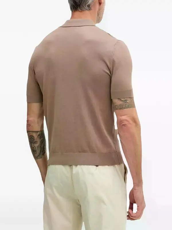 BENETTON Cable-knit Polo Shirt - Brown