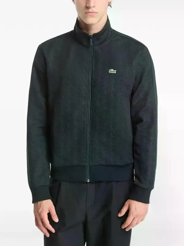 Lacoste Paris Monogram-jacquard Zip-up Sweatshirt