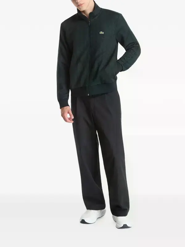 Lacoste Paris Monogram-jacquard Zip-up Sweatshirt
