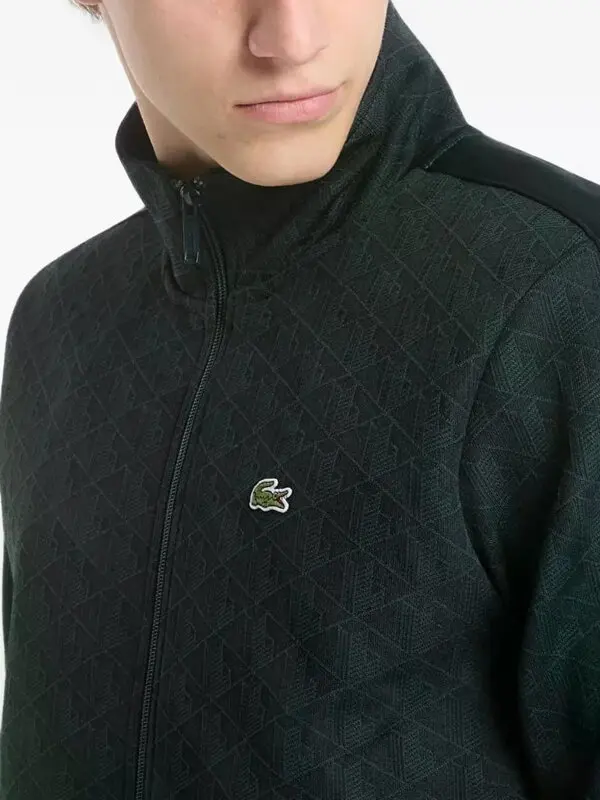 Lacoste Paris Monogram-jacquard Zip-up Sweatshirt