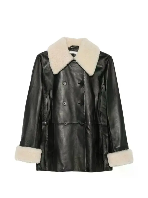Liviana Conti Double-breasted Shearling-trim Jacket - Black