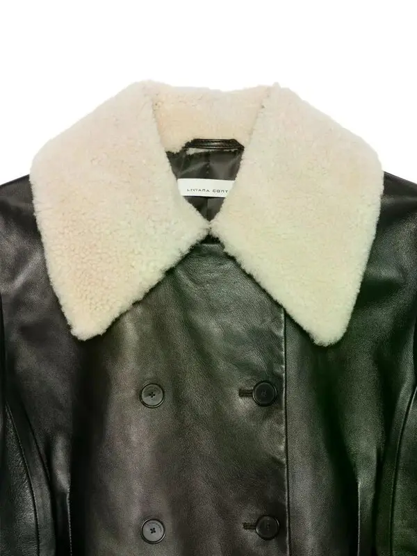 Liviana Conti Double-breasted Shearling-trim Jacket