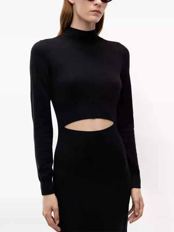 Pinko Long Wool-blend Dress With Cut-out