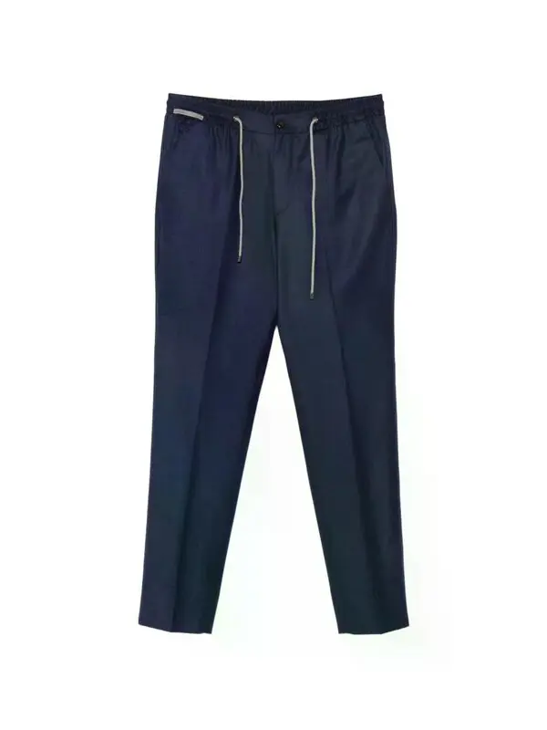Corneliani Drawstring-waist Pressed-crease Trousers - Blue