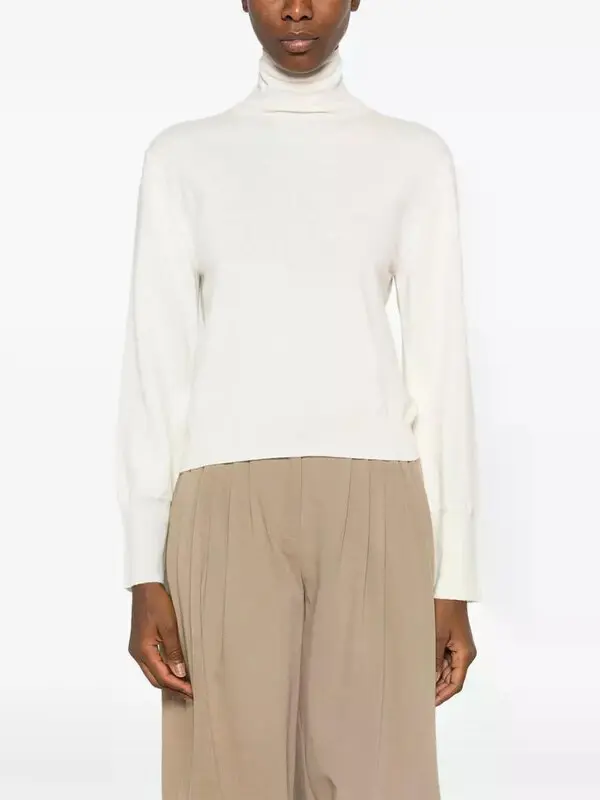 Erika Cavallini Boris Button-back Roll-neck Sweater - Neutrals