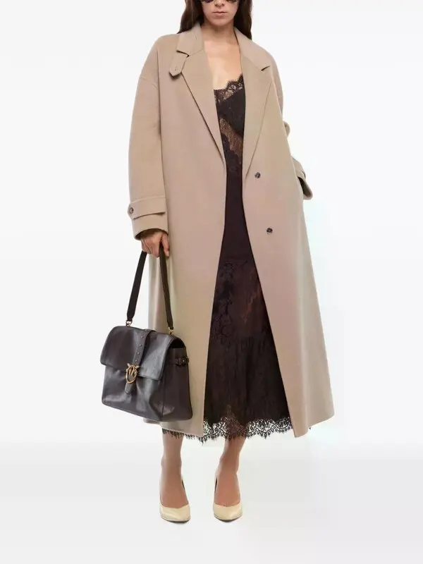Pinko Coat In Double-layered Wool-blend Cloth With Belt