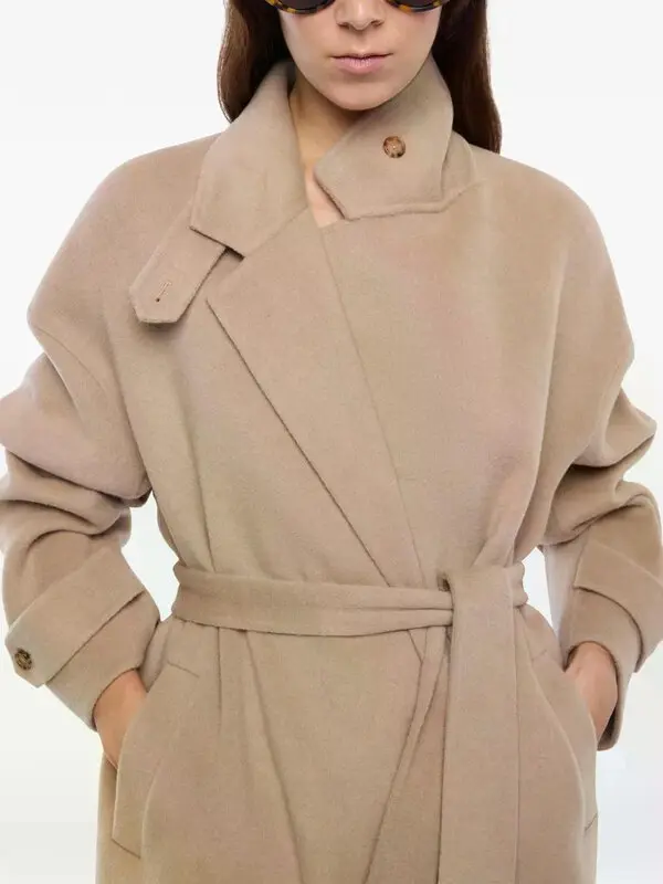 Pinko Coat In Double-layered Wool-blend Cloth With Belt