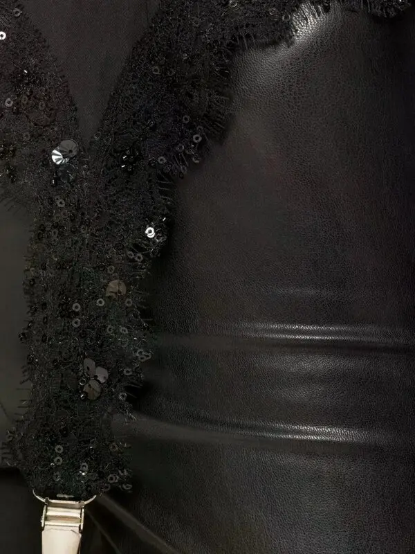 NISSA Lace-trim Sequin-embellished Shirt