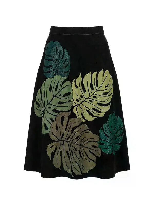 Valentino Garavani Leaf-patchwork A-line Skirt