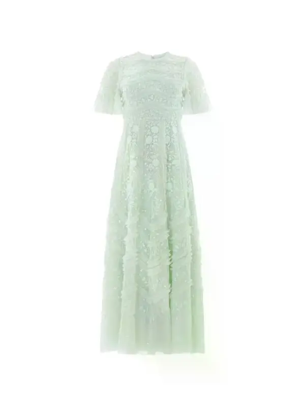 NEEDLE & THREAD Gianna Ruffled Gown - Green