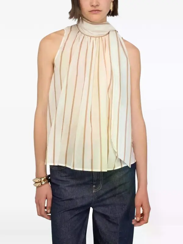 SEMICOUTURE Rayas Striped Tie-neck Top