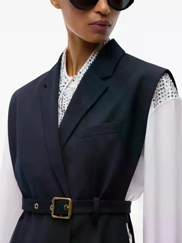 Pinko Vest With Open Sides And Belt - Blue