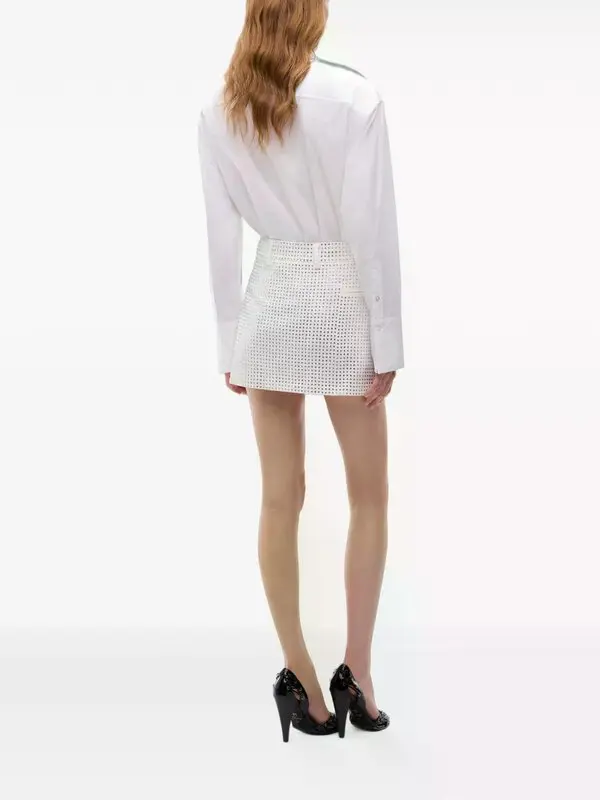 Pinko Fully Rhinestoned Wrap Mini Skirt - White
