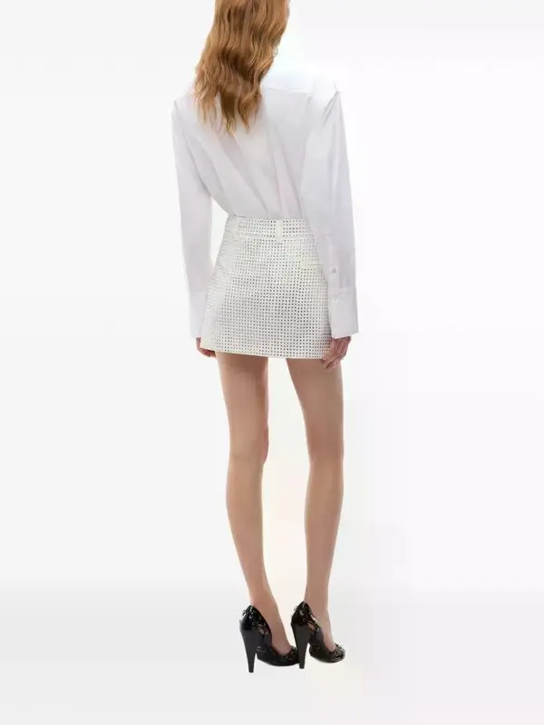 Pinko Fully Rhinestoned Wrap Mini Skirt - White