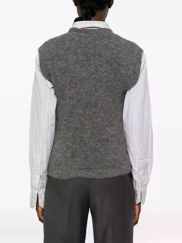 AMI Paris V-neck Logo-embroidered Sweater - Grey
