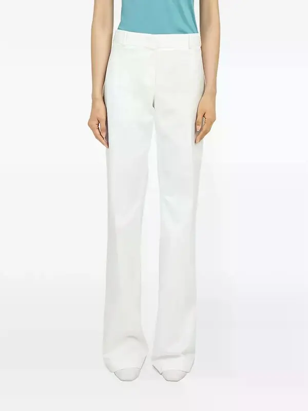 FERRAGAMO Pressed-crease Cotton Trousers - White