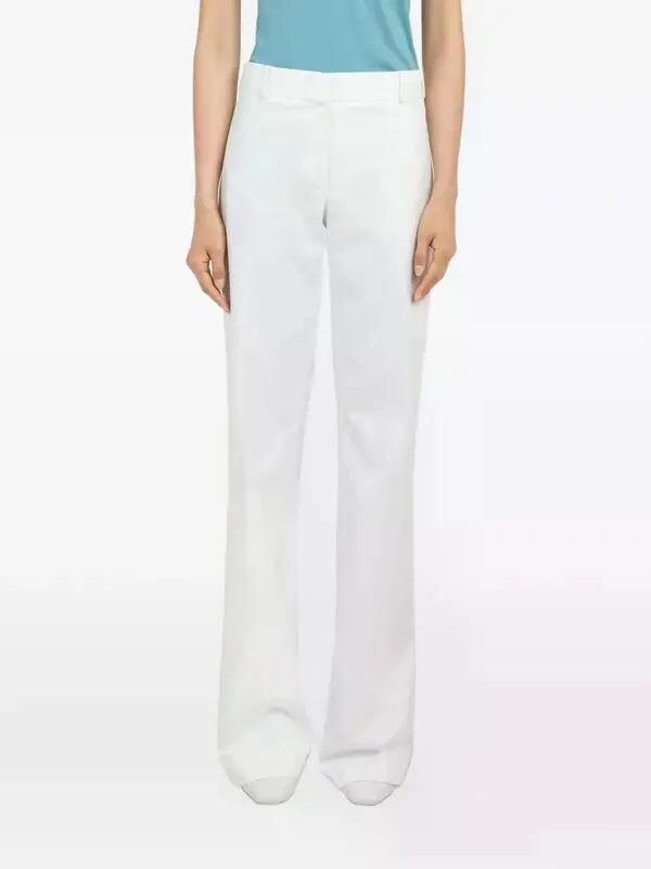 FERRAGAMO Pressed-crease Cotton Trousers - White