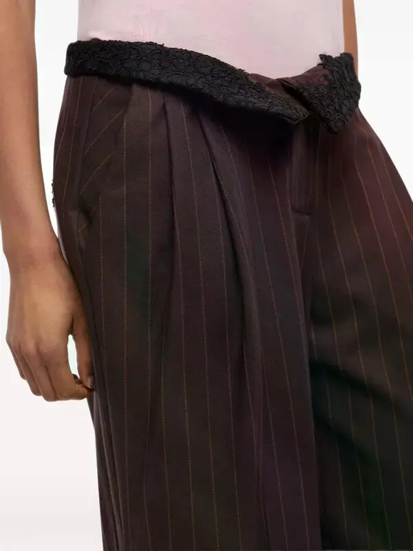 Pinko Pinstripe-pattern Lace-trim Trousers