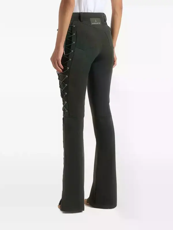 Manière De Voir Ambrein Olive Drill Lace-up Flared Trousers - Green