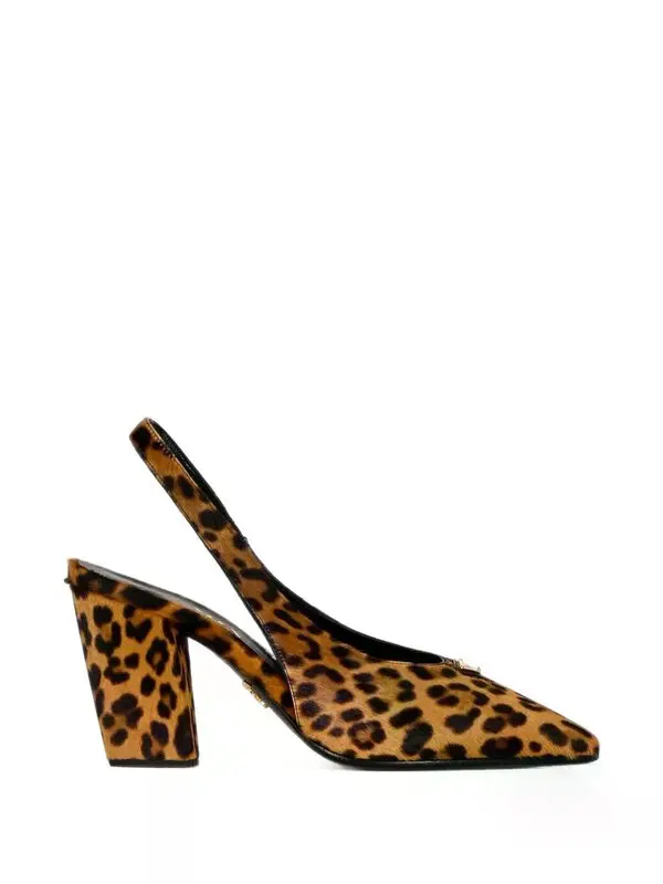 Prada Printed Leather Slingback Pumps - Brown