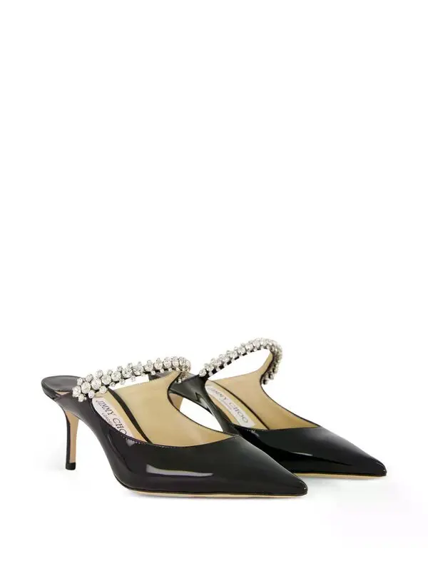 JIMMY CHOO Bing 65 Patent-leather Mules With Crystal Strap - Black