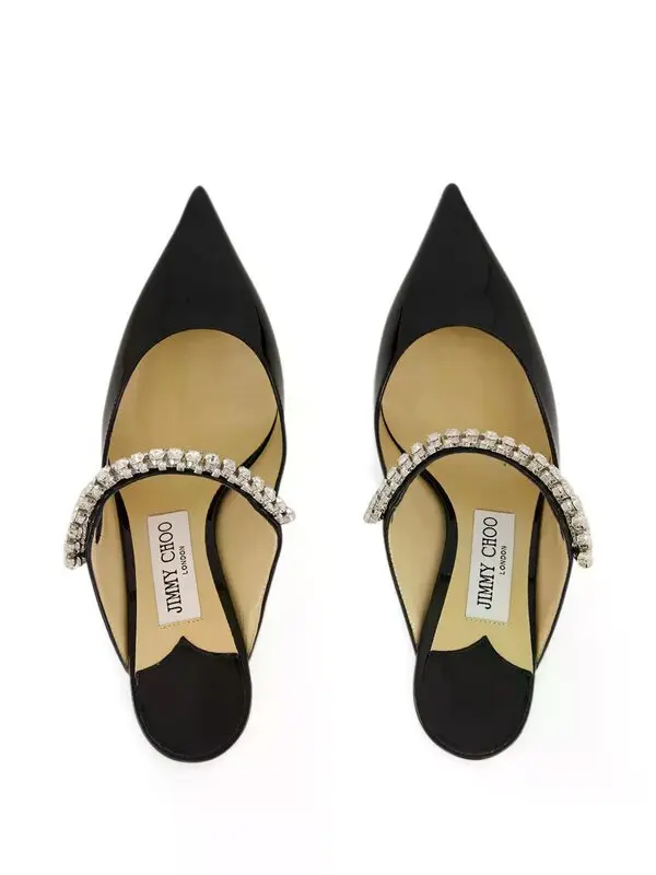 JIMMY CHOO Bing 65 Patent-leather Mules With Crystal Strap - Black