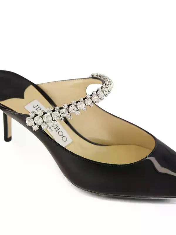JIMMY CHOO Bing 65 Patent-leather Mules With Crystal Strap - Black