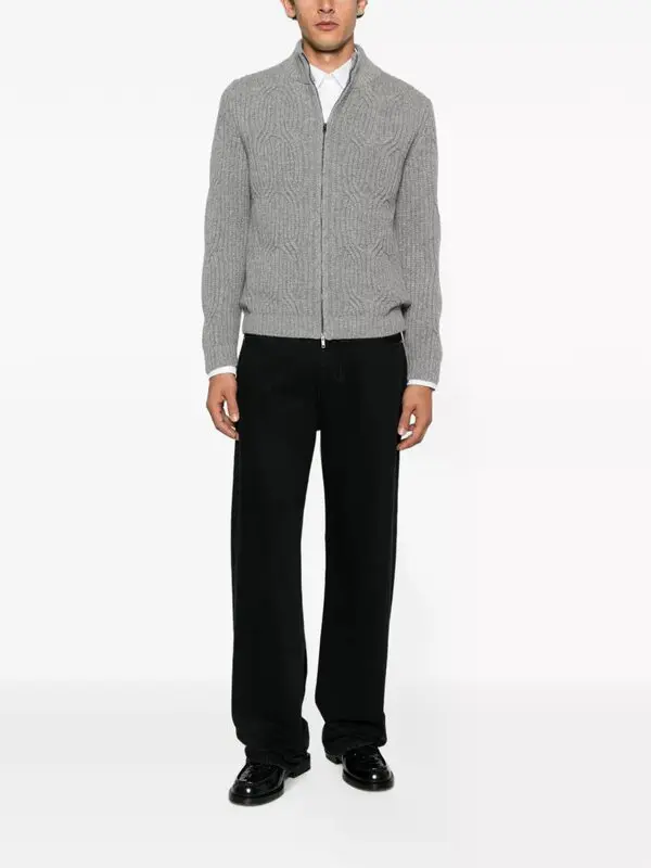 DANIELE FIESOLI Cable-knit Zip-up Sweater - Grey