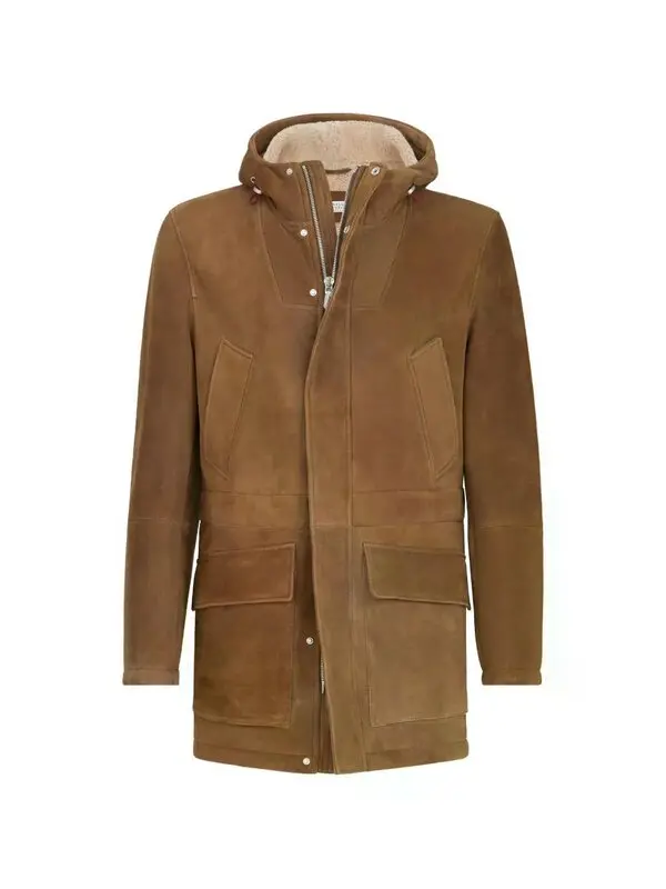 Brunello Cucinelli Suede Curly Shearling Parka