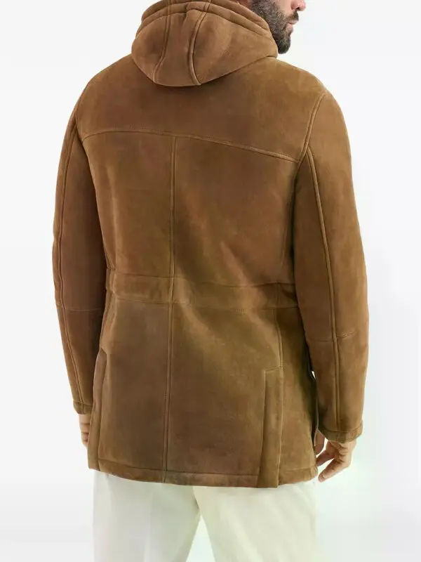 Brunello Cucinelli Suede Curly Shearling Parka