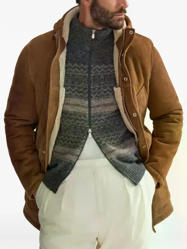 Brunello Cucinelli Suede Curly Shearling Parka