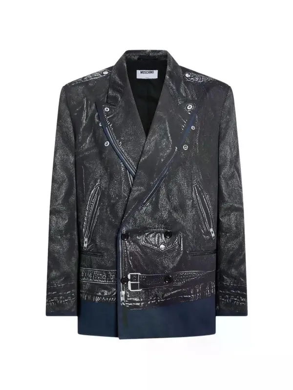 Moschino Printed Double-breasted Cotton Drill Jacket