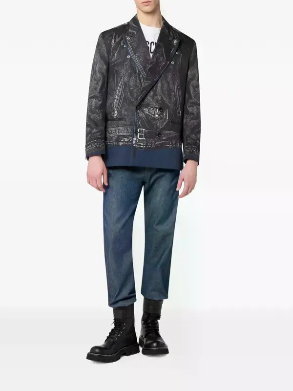 Moschino Printed Double-breasted Cotton Drill Jacket