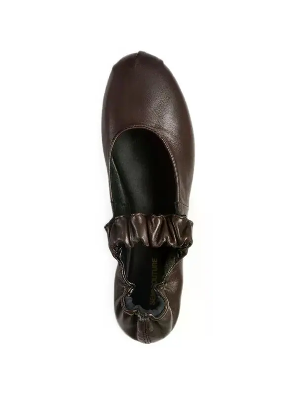 SEMICOUTURE Ivy Ruffled Leather Ballet Flats