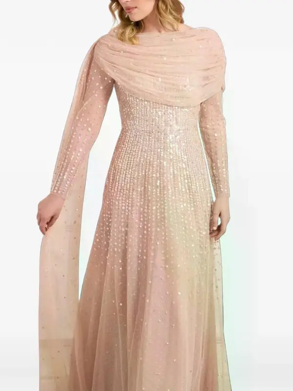 NEEDLE & THREAD Moonlight Sequin-embellished Draped Gown