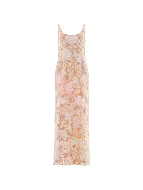 NEEDLE & THREAD Wisteria Shimmer Sequin-embellished Floral-print Gown - Pink